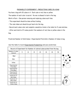 Handout – Probability Cubes in a bag | Teaching Resources