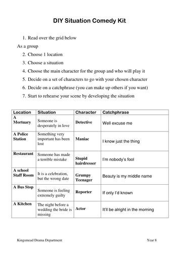Drama Lesson Plans on Comedy | DIY comedy sheet | Teaching Resources