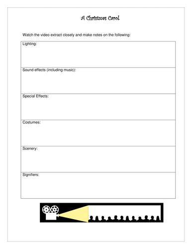 Christmas Carol Film Analysis Sheet | Teaching Resources
