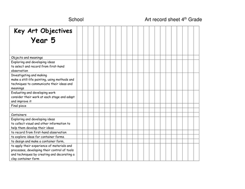 Art and Design Assessment grids | Teaching Resources