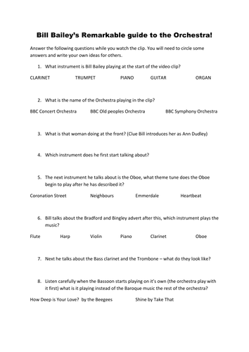 Remarkable Guide to The Orchestra COVER WORK | Teaching Resources