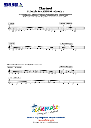 Easy Clarinet Scales | Teaching Resources