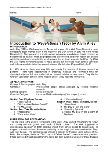 Dance Resources for 'Revelations' by Alvin Ailey | Teaching Resources