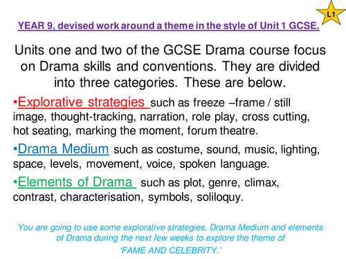 DEVISED WORK THEME OF FAME AND CELEBRITY | Teaching Resources