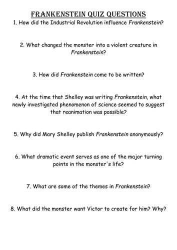 MARY SHELLEY'S FRANKENSTEIN | Teaching Resources