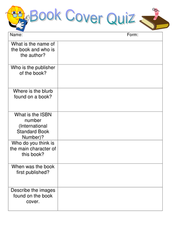 A book cover quiz to use before reading any novel | Teaching Resources