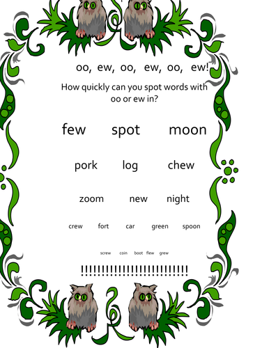 Can you spot oo/ew in words? | Teaching Resources