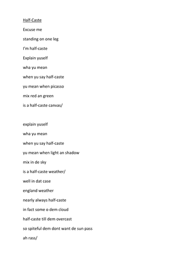 Poetry: Cluster 2 poems Lesson 3 | Teaching Resources