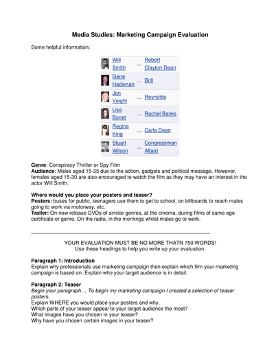 MArketing campaign evaluation guide | Teaching Resources