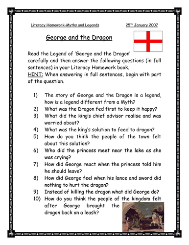 George and the Dragon comprehension | Teaching Resources