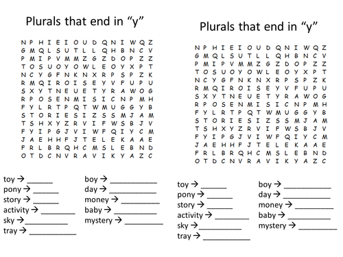 Plurals that end in y wordsearch | Teaching Resources
