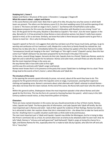 Romeo and Juliet Act 1 Scene 5 Analysis | Teaching Resources