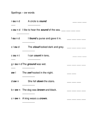 ow spellings | Teaching Resources