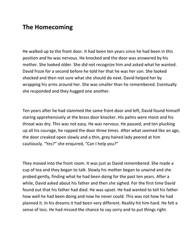 Exemplar - The Homecoming | Teaching Resources