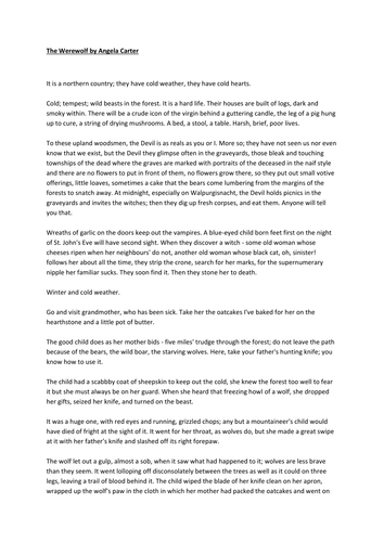 The Werewolf By Angela Carter Full lesson PP | Teaching Resources