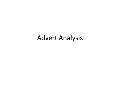 Advert Analysis | Teaching Resources