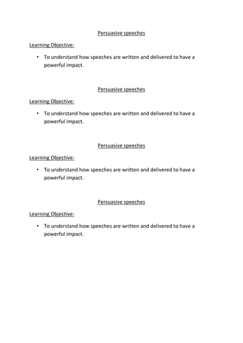 Persuasive Speech - Martin Luther King | Teaching Resources