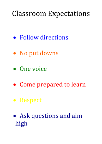 Classroom Expectations | Teaching Resources