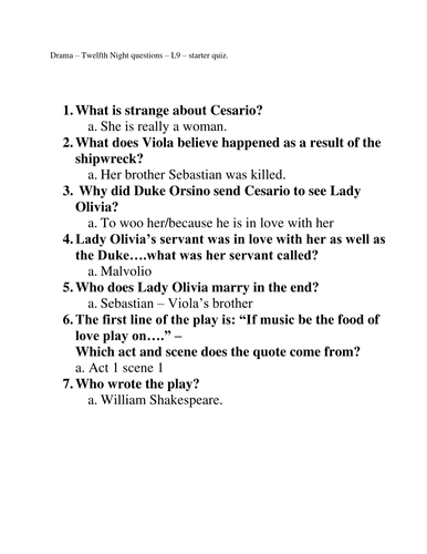 Twelfth NightLesson and resources | Teaching Resources