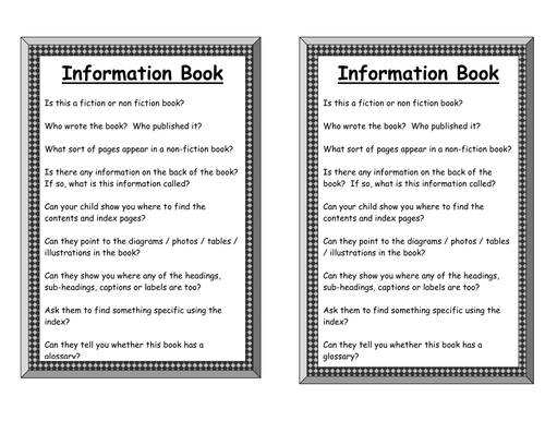 Non fiction back of book resource sheet | Teaching Resources