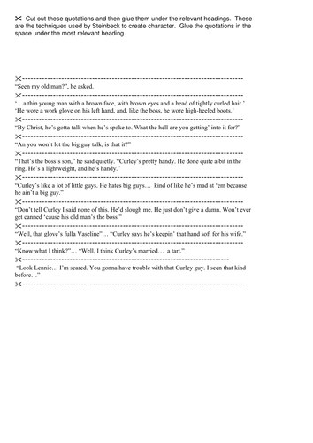 Of Mice and Men Quotes Section 2 | Teaching Resources