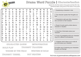 Drama Word Puzzle Activity Sheet with Questions | Teaching Resources