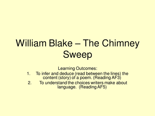 Lesson plan - Blake's 'The Chimney Sweep' | Teaching Resources