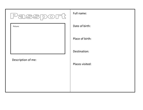 Passport Template For School