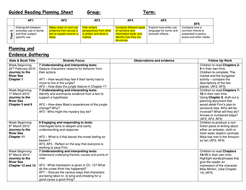 Journey to the River Sea Guided Reading Planning | Teaching Resources