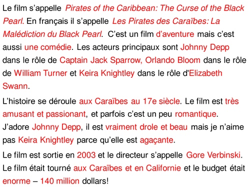 Film review - example with key vocab | Teaching Resources