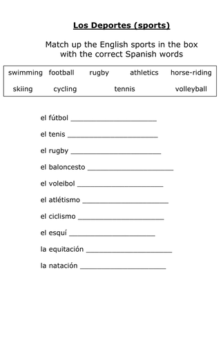 Simple matching task - sports | Teaching Resources