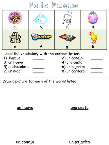 Easter vocabulary in Spanish | Teaching Resources