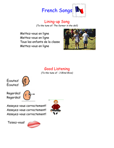 French games; songs; and classroom language | Teaching Resources