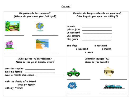 Les Vacances | Teaching Resources