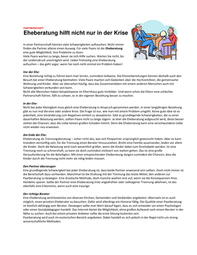 Reading text on Marriage Guidance - German | Teaching Resources