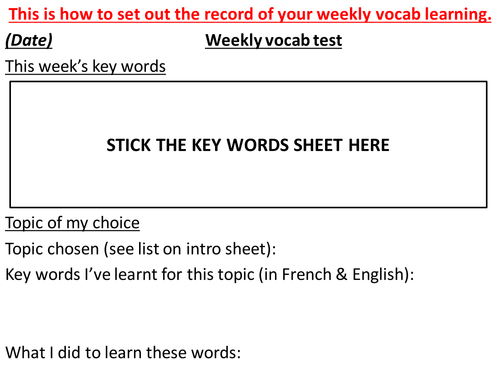 Aid for learning key words | Teaching Resources