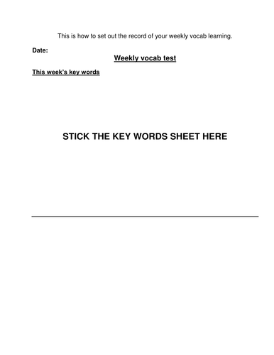 Aid for learning key words | Teaching Resources