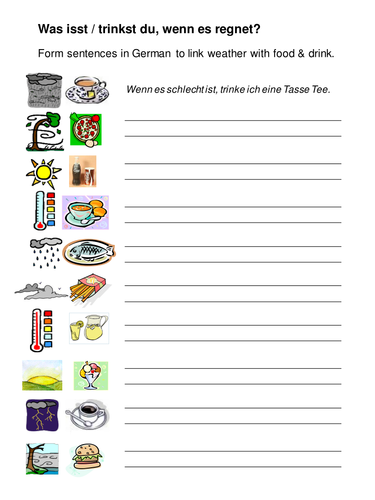 Wenn clauses - food & drink with weather | Teaching Resources