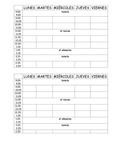 Mi horario | Teaching Resources