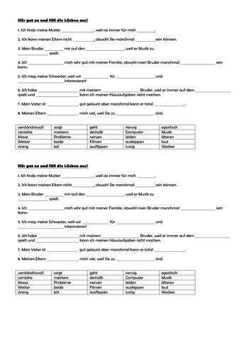 Family and relationships gap fill | Teaching Resources