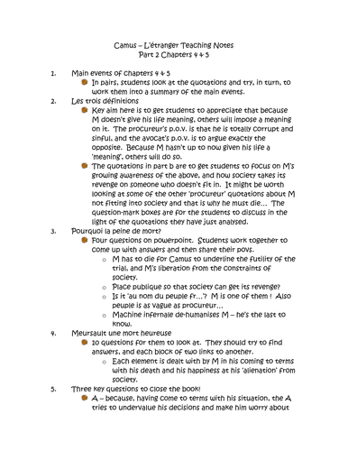 Camus L'Etranger | Teaching Resources