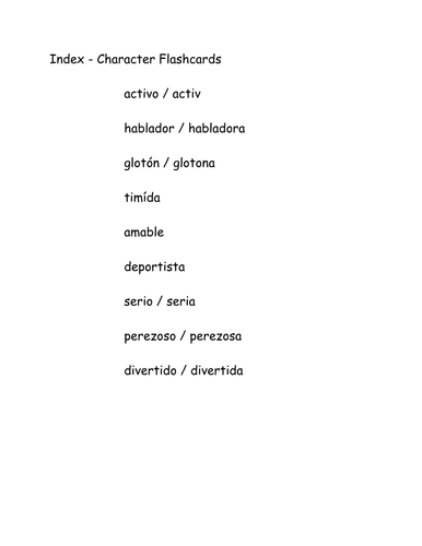 Adjectives to describe character - Spanish | Teaching Resources