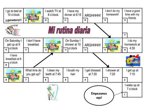 Mi Rutina Diaria Board Game | Teaching Resources