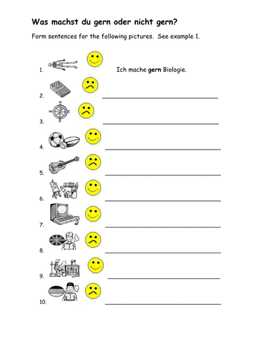 Was machst du gern oder nicht? handout | Teaching Resources