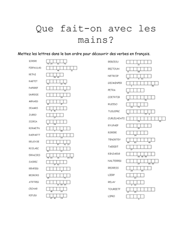 Things to do with your hands | Teaching Resources