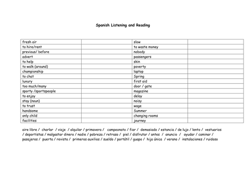 Listening & Reading Spanish vocab puzzle | Teaching Resources