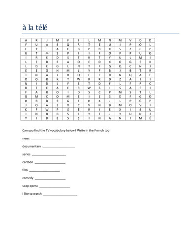 a la tele wordsearch | Teaching Resources