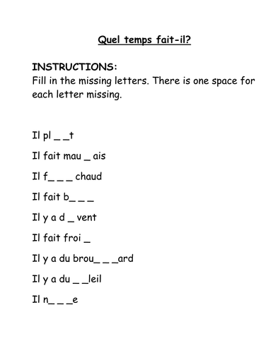 Simple weather - French Elementary resource | Teaching Resources