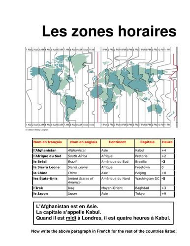Time zones handout | Teaching Resources