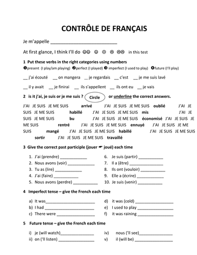 French verb test | Teaching Resources